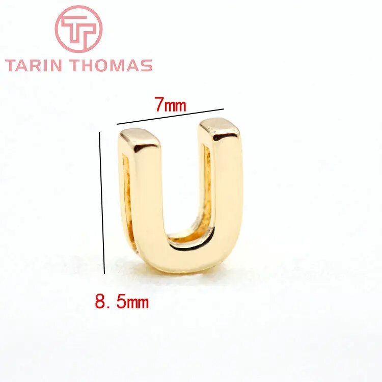 Буква U TARIN THOMAS, 24K позолота, 7мм x 8.5мм, Цвет: 7228-U