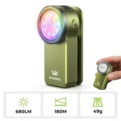 Wurkkos HD03 зеленый мини-фонарь 680лм USB-C