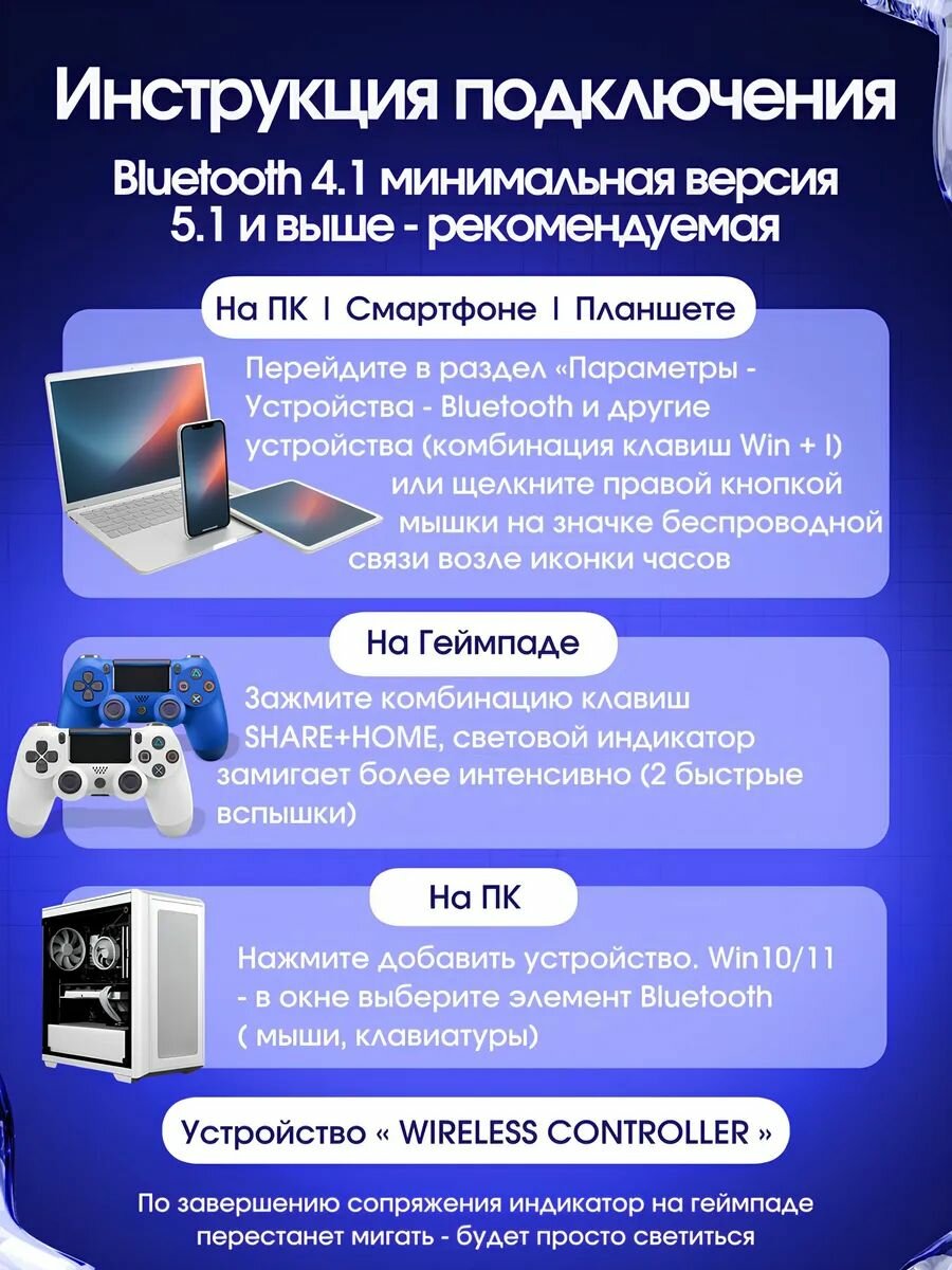 Геймпад PS4, Bluetooth, черный — фото 1