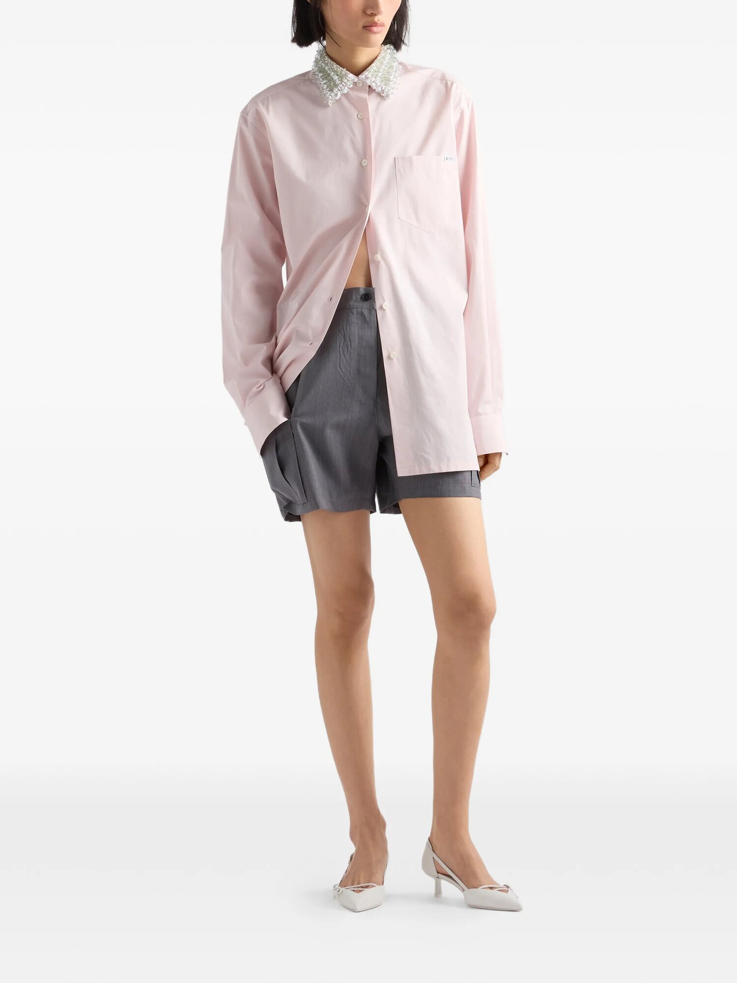 Рубашка Prada Poplin shirt, размер 36 EU, pink — фото 1