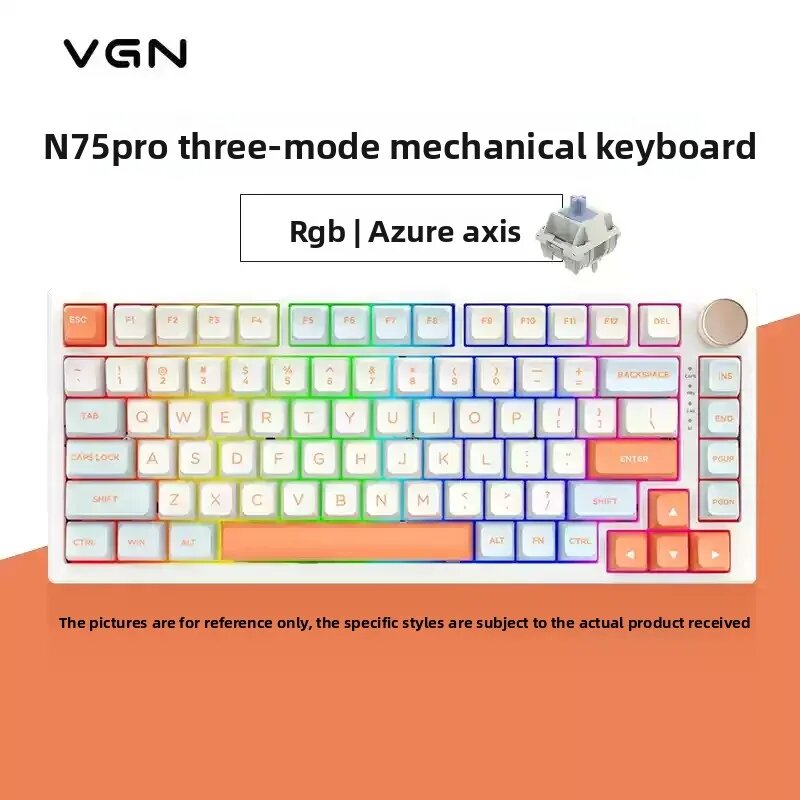 VGN N75 N75pro Беспроводная трехрежимная клавиатура 2.4G с горячим подключением и полной клавишей RGB