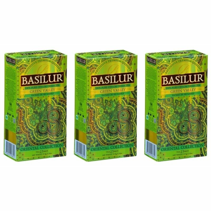 Basilur Чай Остров Зеленый, 25 пакетиков, 3 уп