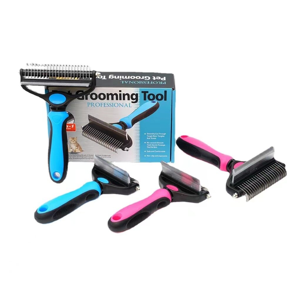 Щетка для собак и кошек "2 в 1", удаление колтунов, подшерстка и массаж, нержавеющая сталь