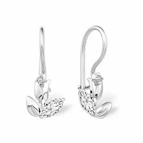 Серьги, серебро, 925 проба, родирование, фианит