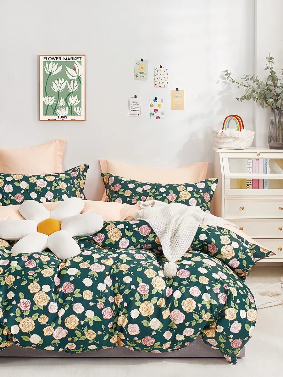 Постельное белье евро 4 наволочки хлопок Twill