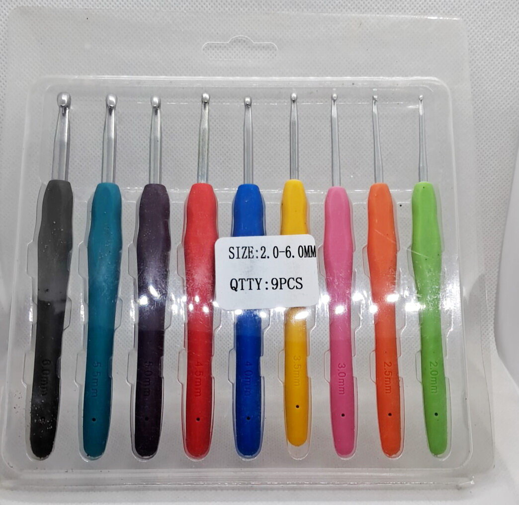 Набор крючков для вязания, противоскользящая ручка, 9 штук