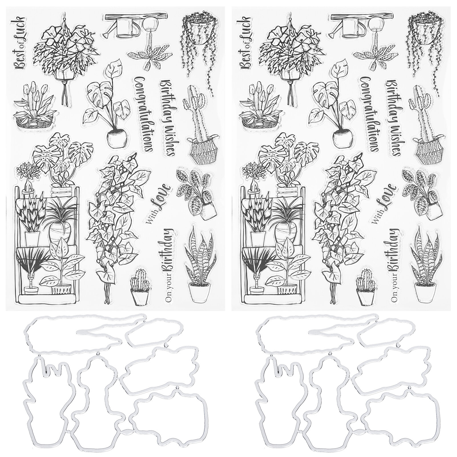 2Set Vase Pattern Transparent Stamp Crafts for DIY Scrapbook Photo Album Card Decoration