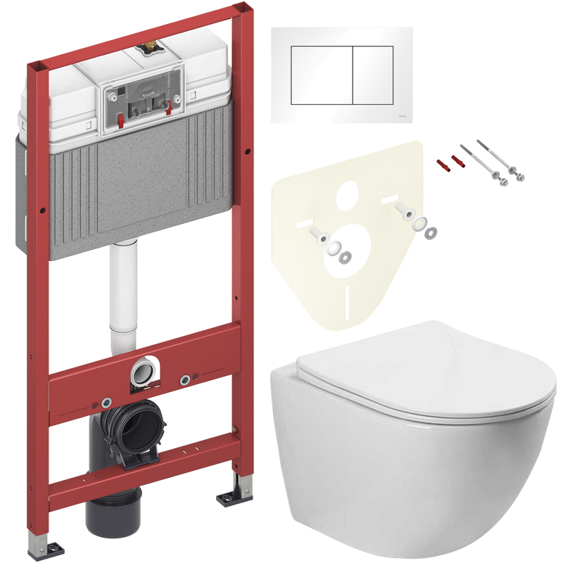 Комплект Унитаз подвесной Vincea Globo VT1-14S белый + Инсталляция TECE Base 9400413 4 в 1 с кнопкой смыва