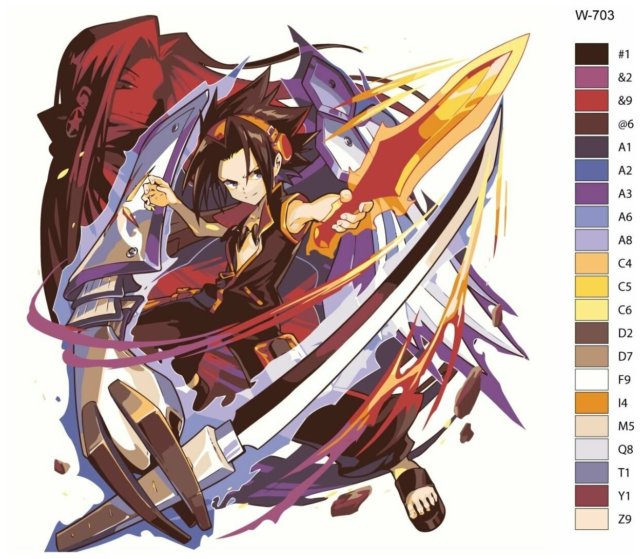 Картина по номерам W-703 "Аниме Шаман Кинг. Йо Асакура" 70x70