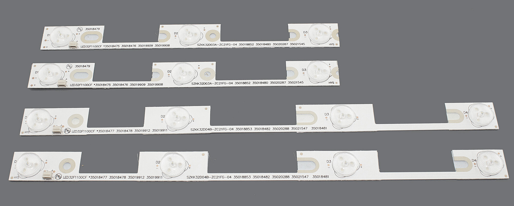 LED подсветка (светодиодная планка) для телевизора TV 32" LED32F1100CF, комплект 4 шт