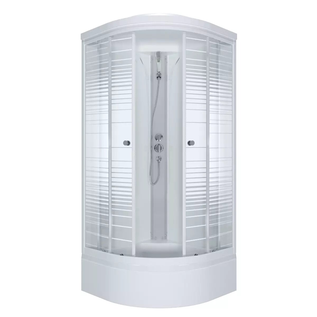 Душевая кабина Triton Полосы 100x100 В, средний поддон, четверть круга, цвет профиля белый