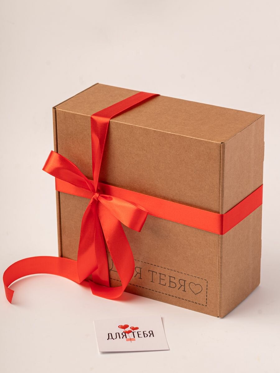 Коробка подарочная, коробка для подарка с наполнителем и атласной лентой