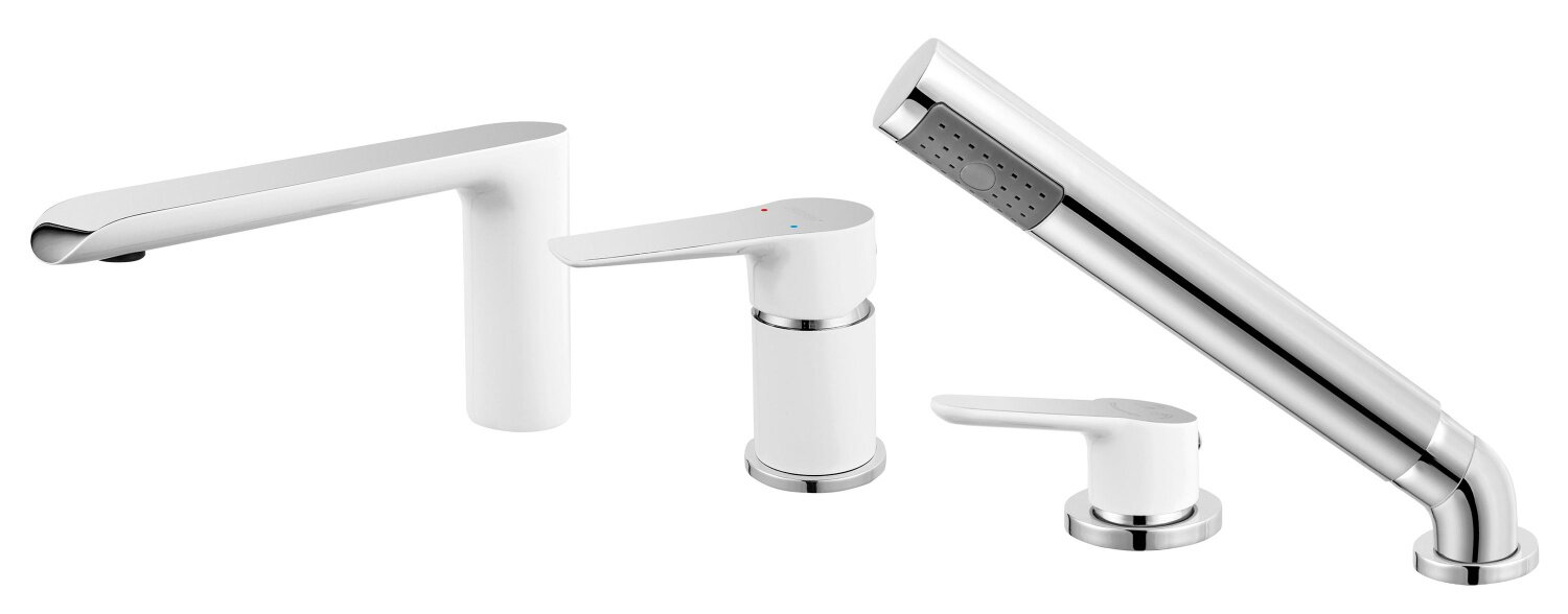 FERRO Adore White BDR11A Смеситель на борт ванны (хром | белый)