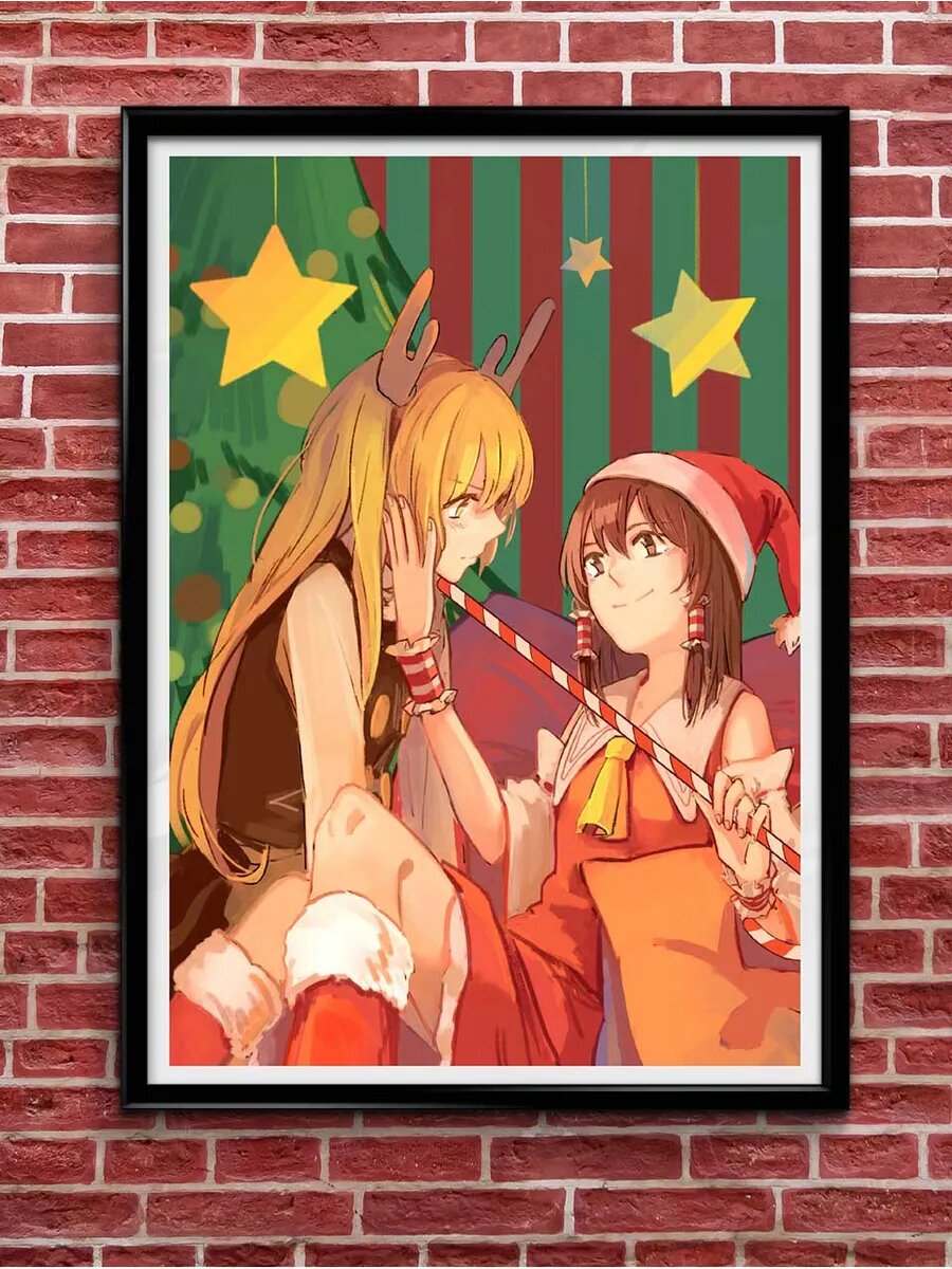 Плакат, Постер Новый год манга А3 (фотопанно)