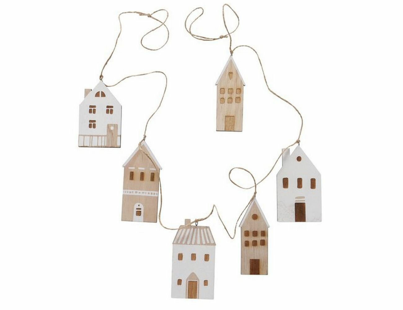 Декоративная гирлянда скандинавские домики, дерево, 125 см, Boltze 2028034