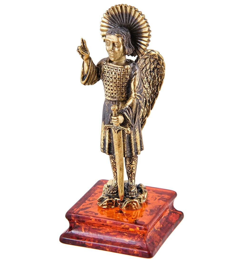 Фигурка "Архангел Михаил" (латунь, янтарь) A2182021 Народные промыслы, Латунь, янтарь