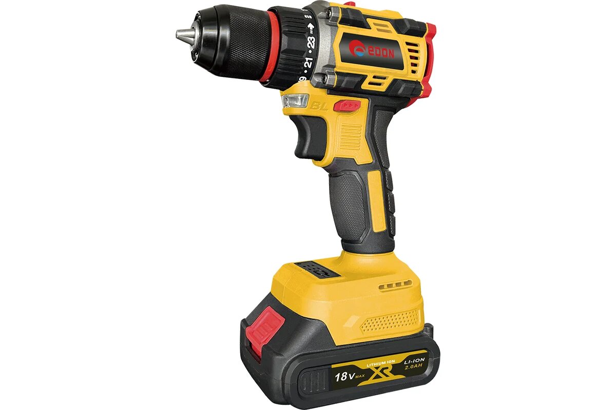Дрель-шуруповерт Edon AD-18BL (с 2-мя АКБ, кейс, набор оснастки), 1430 об/мин, 60 Н·м