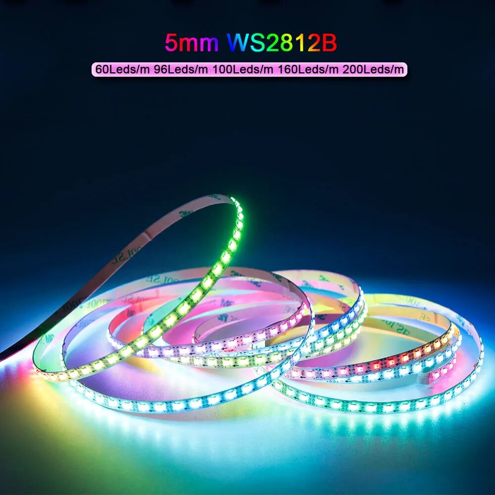 Светодиодная лента TNALANT WS2812B RGBIC 5 мм 160Leds, 5м