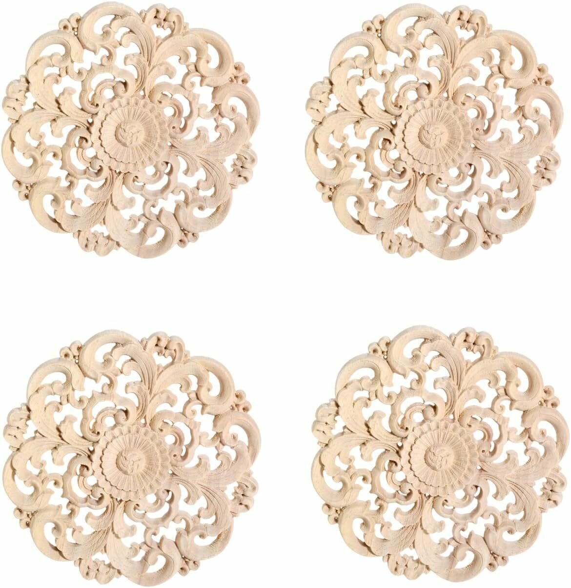 Круглая деревянная резная наклейка для мебели, зеркал, дверей и декора ручная работа с изысканными узорами