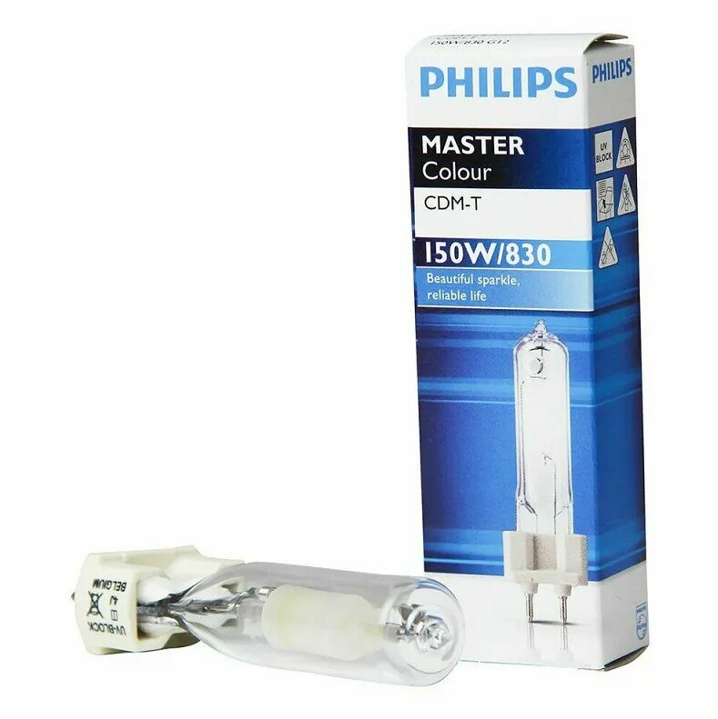 1шт/уп. Лампа Металлогалогенная 150Вт 96V G12 T 13000Лм 3000К D-20mm L-110mm МГЛ Газоразрядная Свет Теплый белый Philips, уп. 1шт
