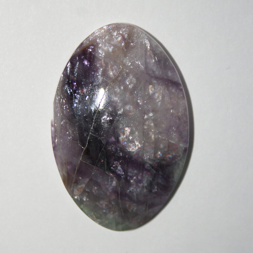 Коллекционный кабошон Флюорит, 43х28х3 мм, Сибирь, "True Stones"