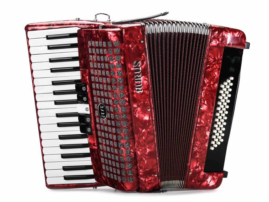 JH2005-RED Аккордеон 34/48/5, красный, с футляром, Aurus