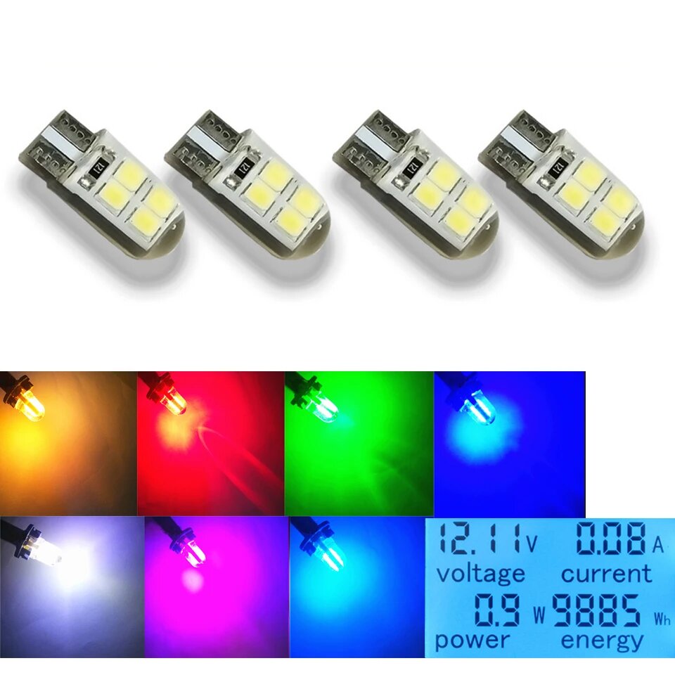 4 шт. T10 W5W LED автомобильный светильник, красный