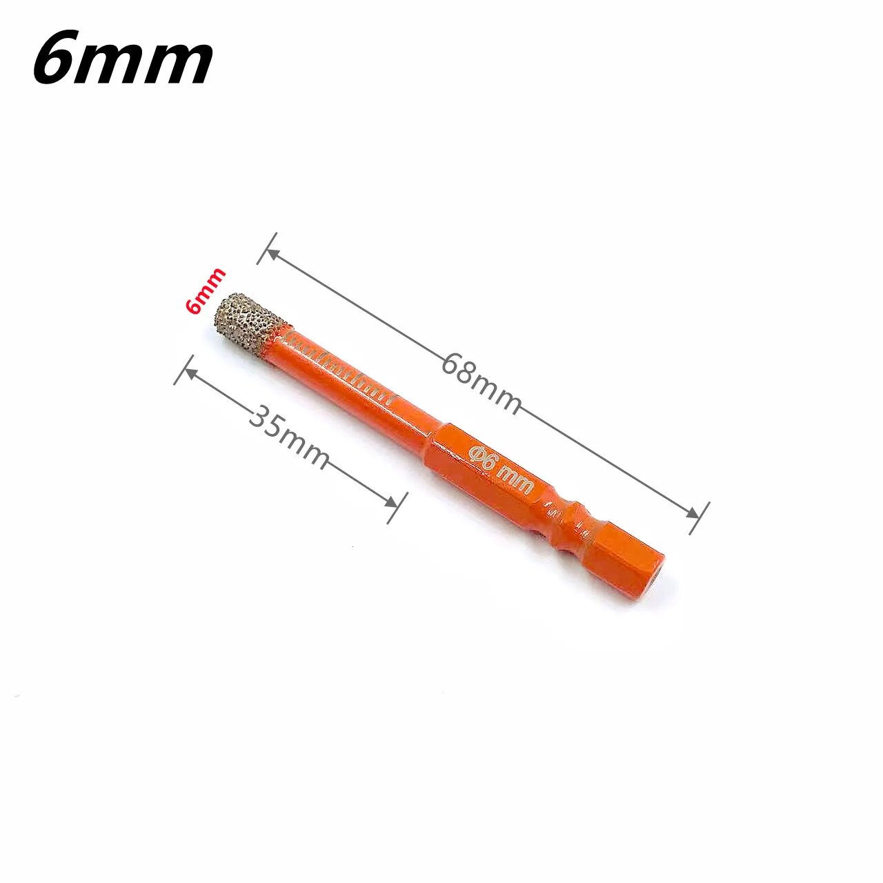 Набор сухих алмазных сверл для гранита, керамической мраморной плитки, камня, стекла, твердого материала, шестигранного хвостовика, каменной кольцевой пилы, сверло 5-16 мм 6mm
