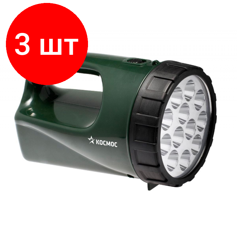 Комплект 3 штук, Фонарь светодиодный аккум. Космос Accu 9199LED, 12 LED , 4V3AH