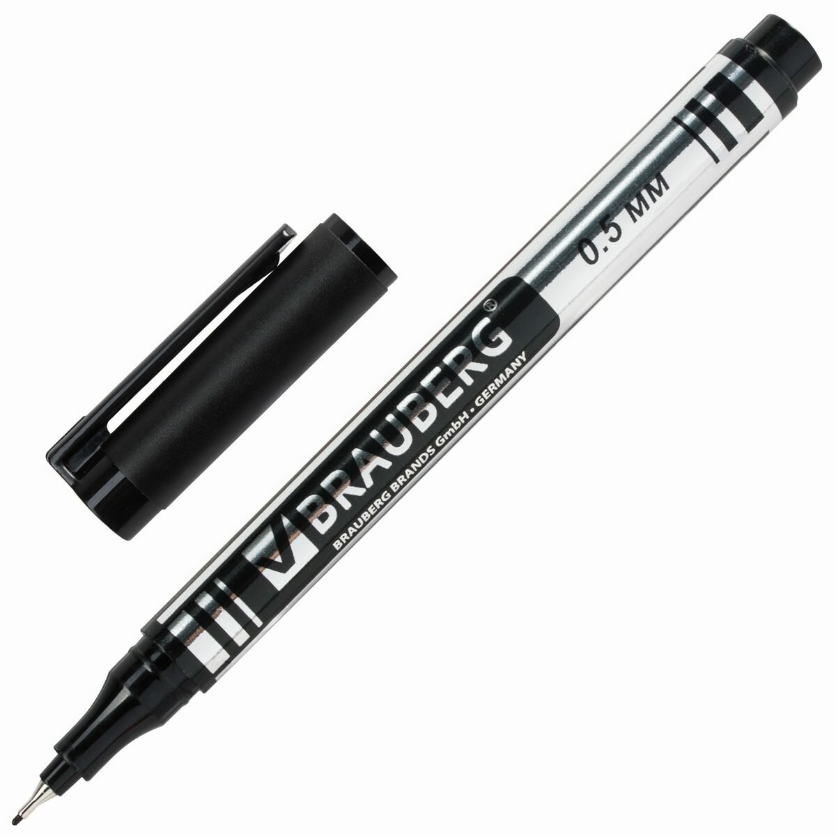 Маркер для CD/DVD Brauberg (тонкий метал. наконечник 0.5мм, черный) (150512), 12шт.