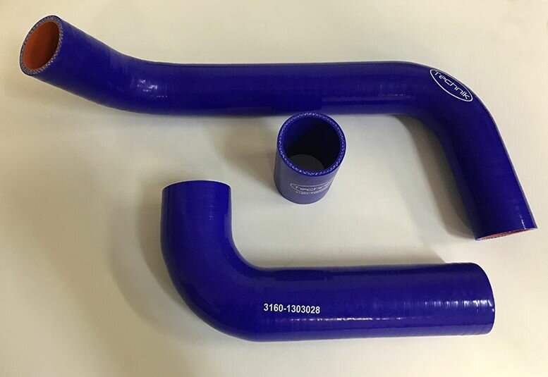 Патрубки радиатора УАЗ дв.409 Евро 3 комплект 3шт армированный силикон Technik