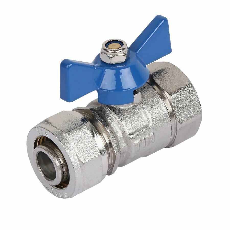 Кран шаровой для мп труб ручка-бабочка цанга-вр 16x1/2" TIM BV206-02FN