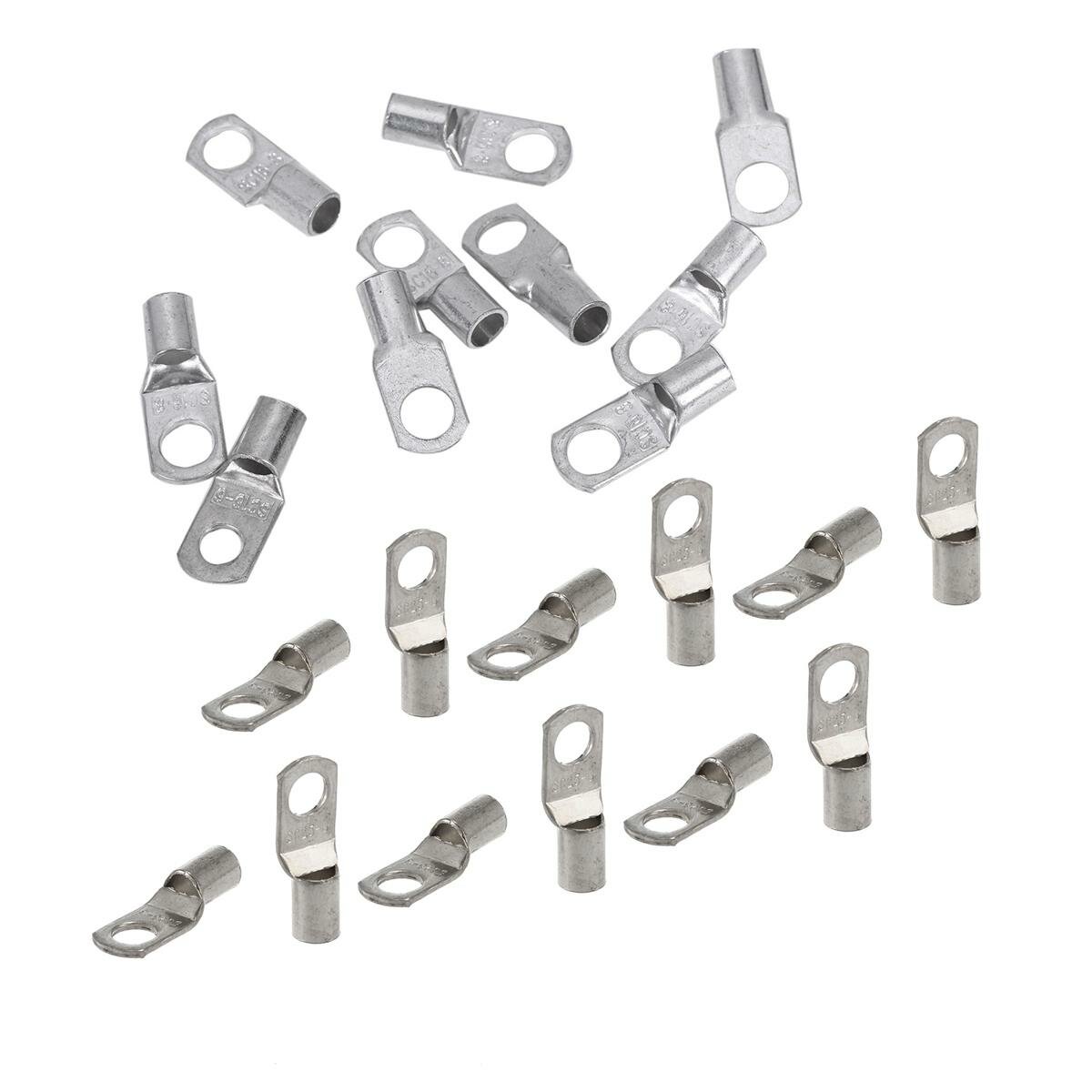 20 шт. медных трубчатых наконечников для пускового кабеля, обжимных клеммных колец, 16 мм x 8 мм и 25 мм x 8 мм