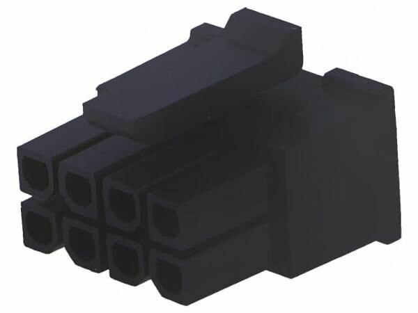 Вилка MOLEX MX-43025-0800, провод-плата, "мама", Micro-Fit 3.0, 3 мм, PIN 8, 2x4, на провод, без контактов