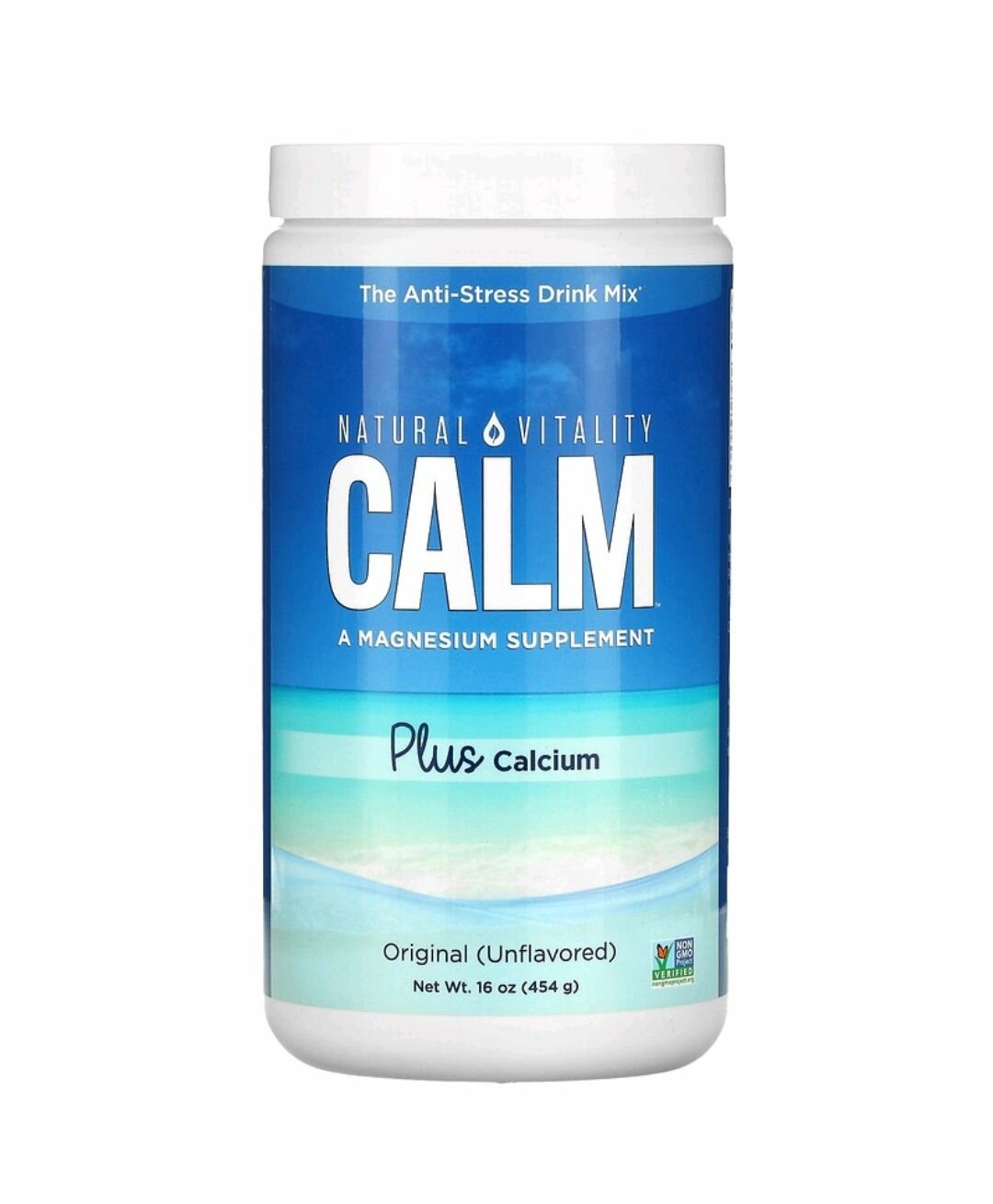 Антистрессовая смесь для напитков с магнием и кальцием, Natural Vitality, CALM Plus Calcium, без добавок и ароматизаторов, 454 г