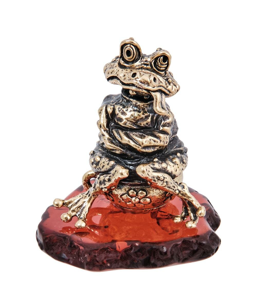 Фигурка "Лягушка Шиза" (латунь, янтарь) A1982688 Народные промыслы бронзовый