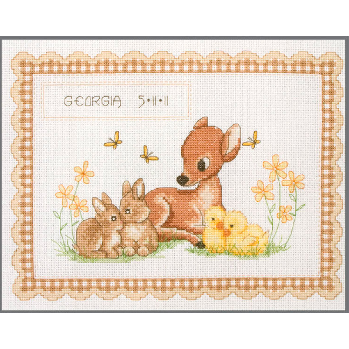 Набор для вышивания Anchor "Baby Animals Birth Record" 20*26,5см, MEZ Венгрия, ACS23