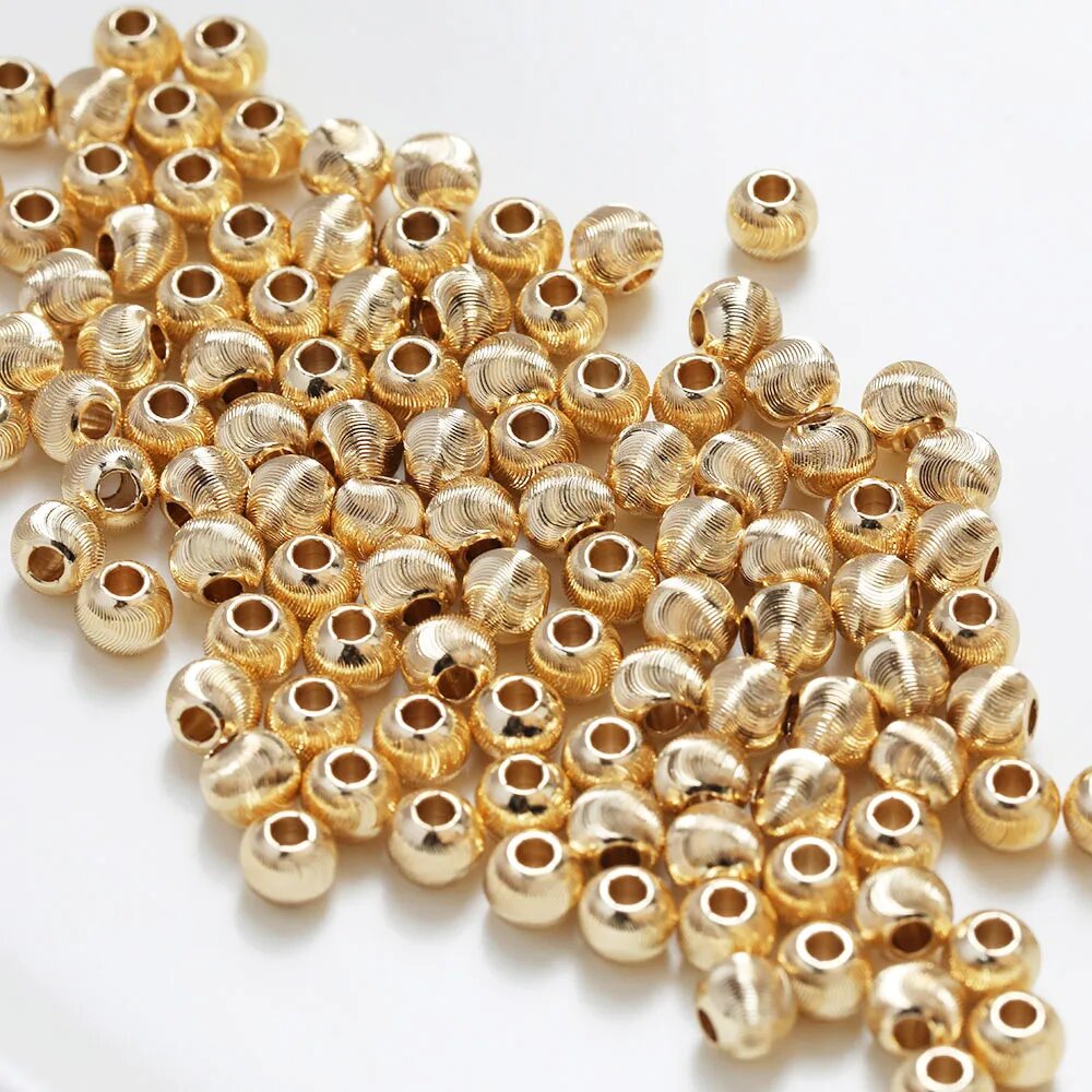Латунные позолоченные бусины 4/5 мм, 40 шт. 4mm, Gold