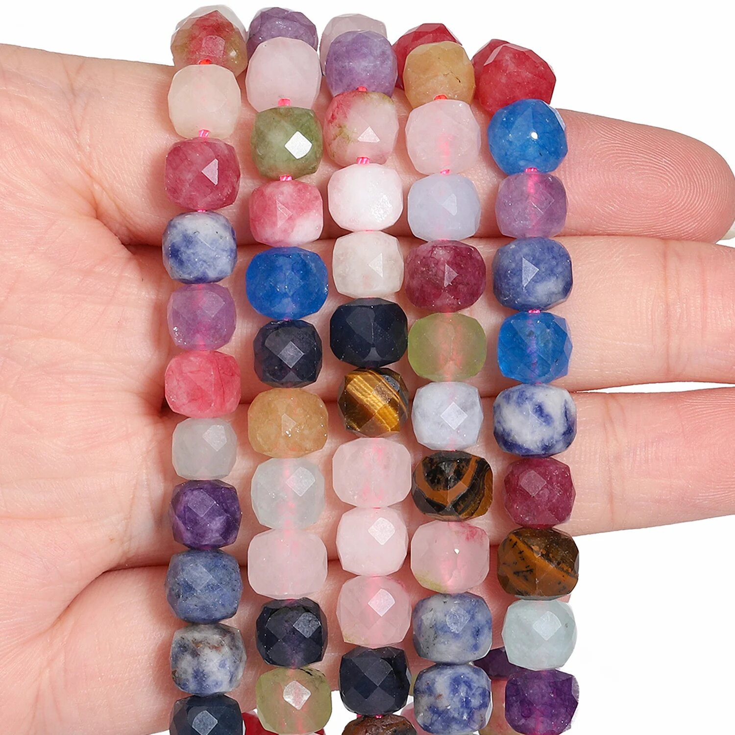 Бусины из натурального камня, 7-8 мм, mix gems