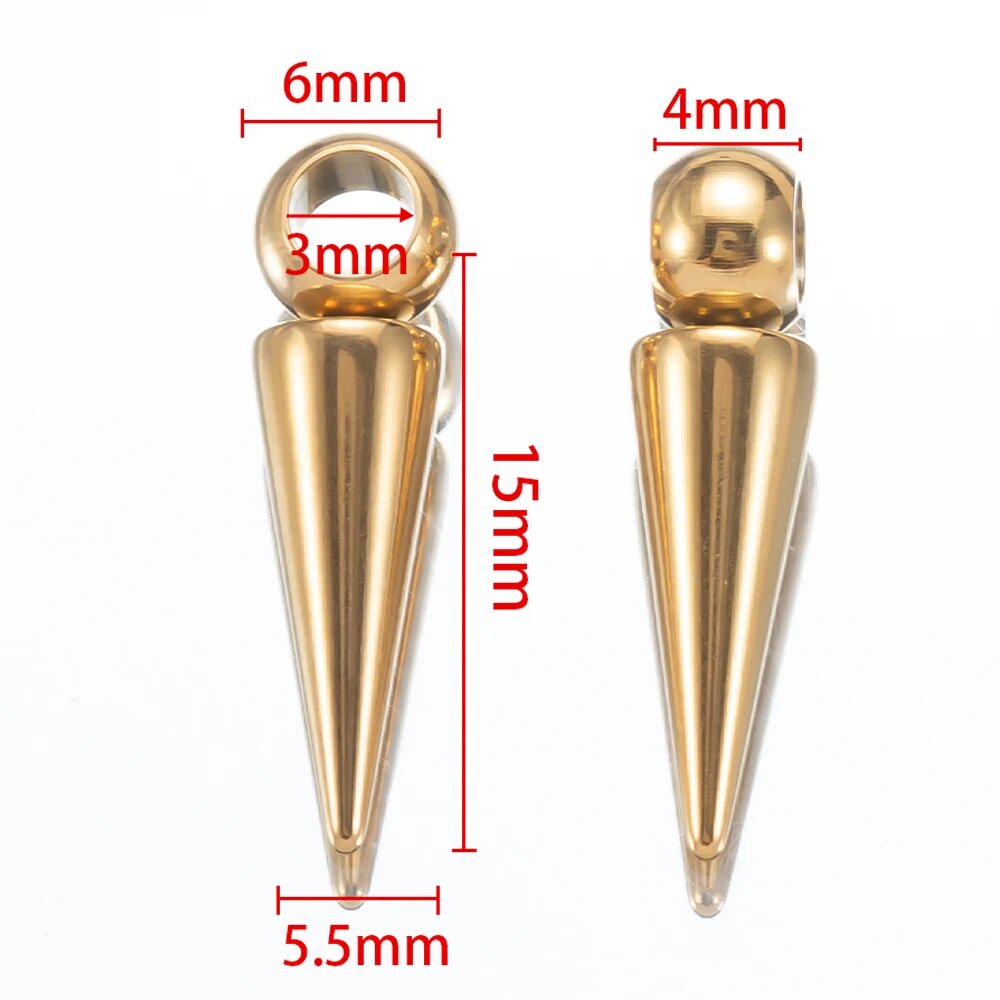 Набор фурнитуры для бижутерии MINGXUAN: 10 шт, конусы из нержавеющей стали D-Gold-6x15mm