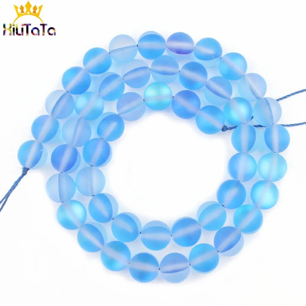 Бусины Xilitata кристаллы лунный камень 15 дюймов 10mm (approx 36pcs), Frost Blue