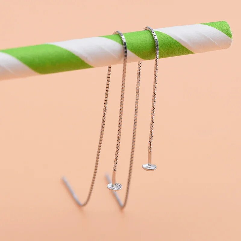 Серебряные серьги-нитки Platinum plated, стерлинговое серебро 925