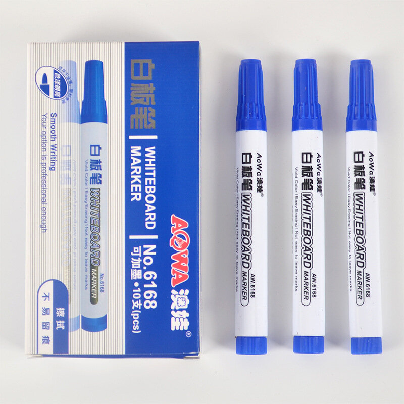 Маркеры для досок, для сухого стирания, каллиграфические, 10 штук, синие