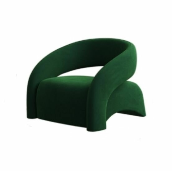 Лаунж-кресло для отдыха дома мягкое с подлокотниками, букле металл, зеленый