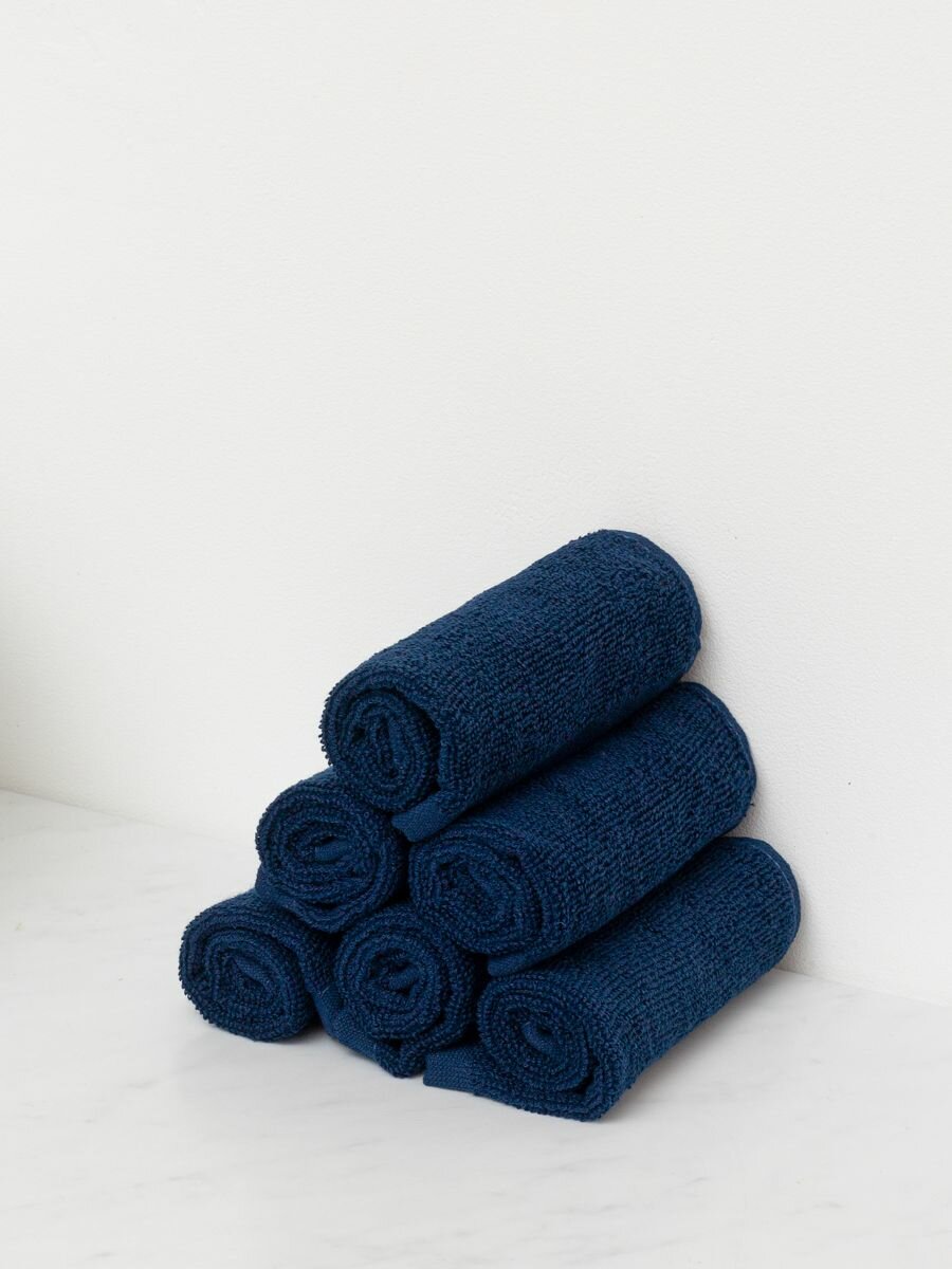 Набор махровых салфеток осибори Sandal "люкс" 30*30 см, цвет - темно-синий, пл. 450 гр. - 6 шт.