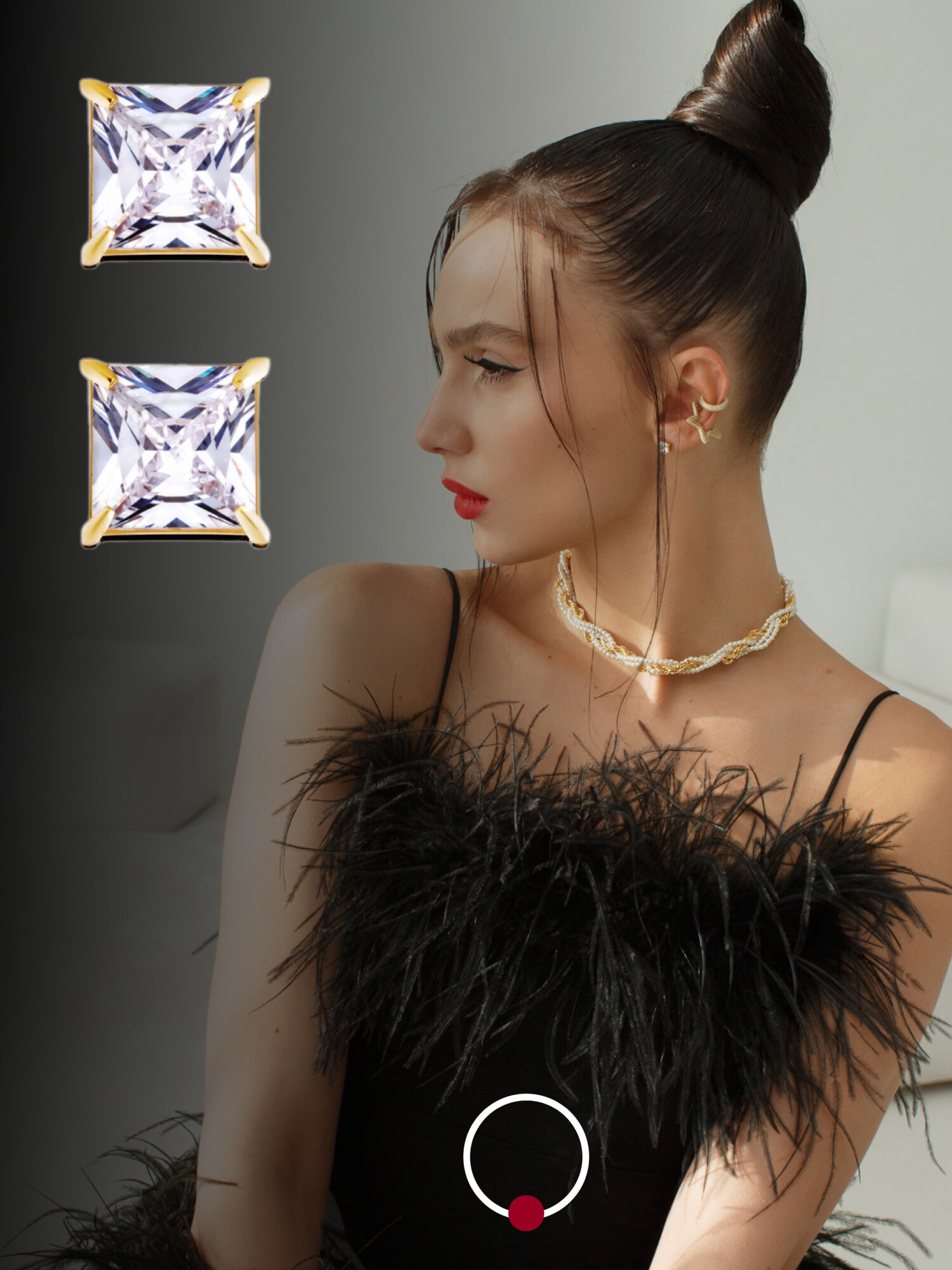 Серьги пусеты, кристалл