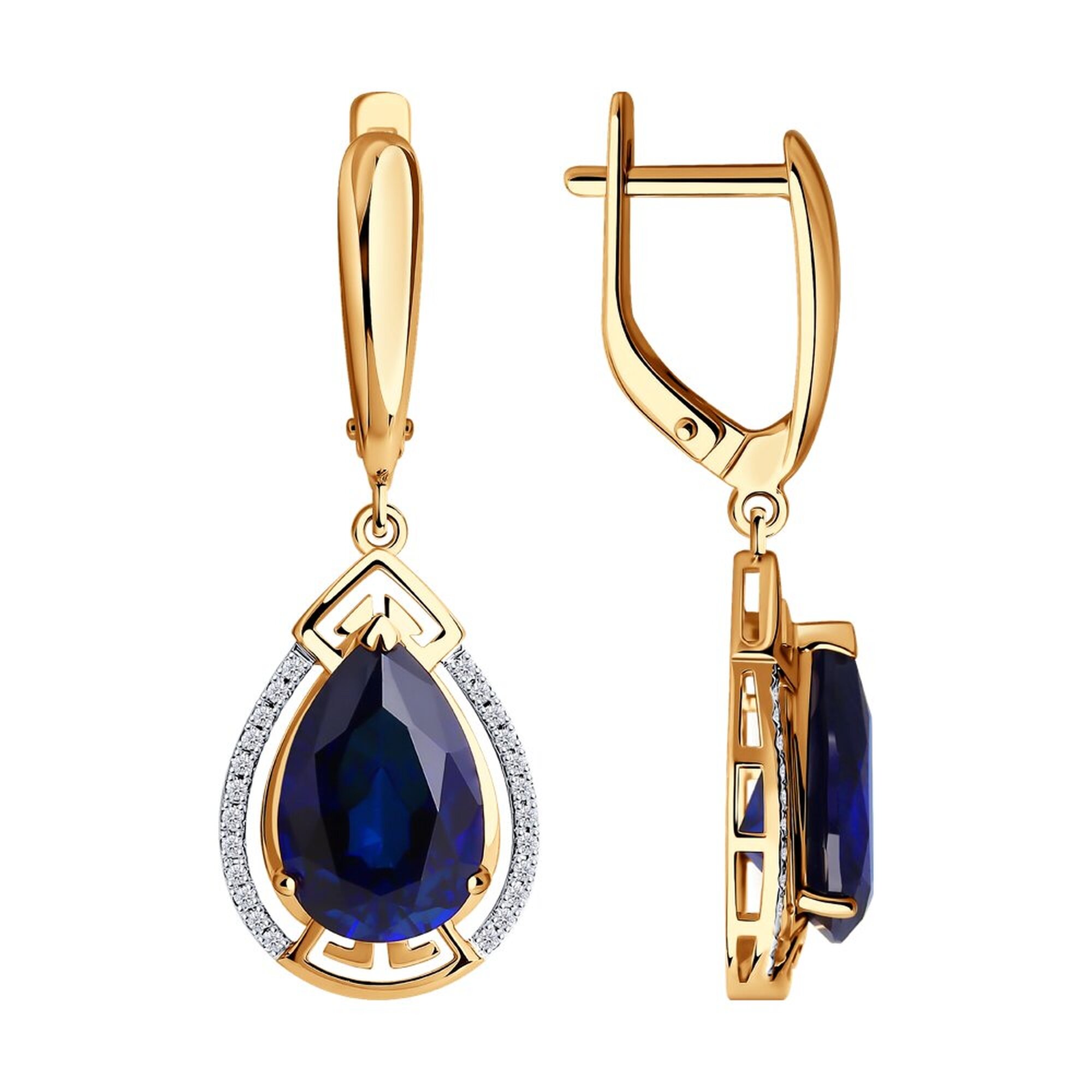 Серьги, красное золото, 585 проба, бриллиант