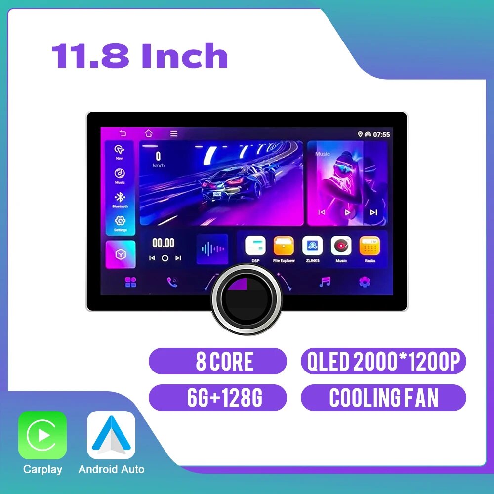 10,1/11,8-дюймовый экран Diamond 2K Android Автомобильный радиоприемник 2Din Мультимедийный плеер с одной ручкой Carplay Android Auto GPS Автомобильное аудио 4G Wi-Fi 11.8 8Core 6G 128G