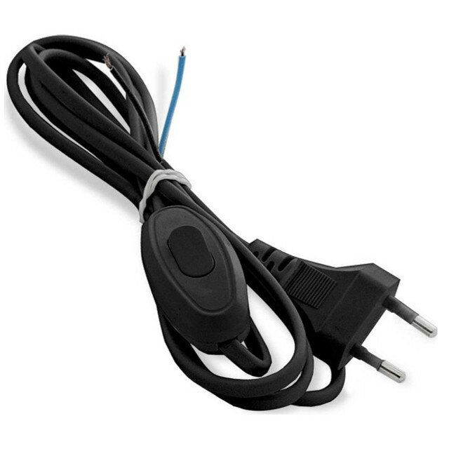 Кабель для бра DORI 2x0,5 2 м 2 А с выключателем черный