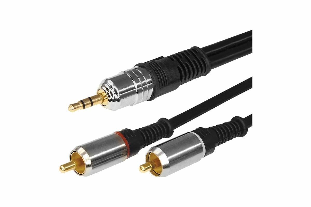 Шнур REXANT Стерео 3,5 мм - 2 RCA, длина 3 метра 17-4224 — фото 1